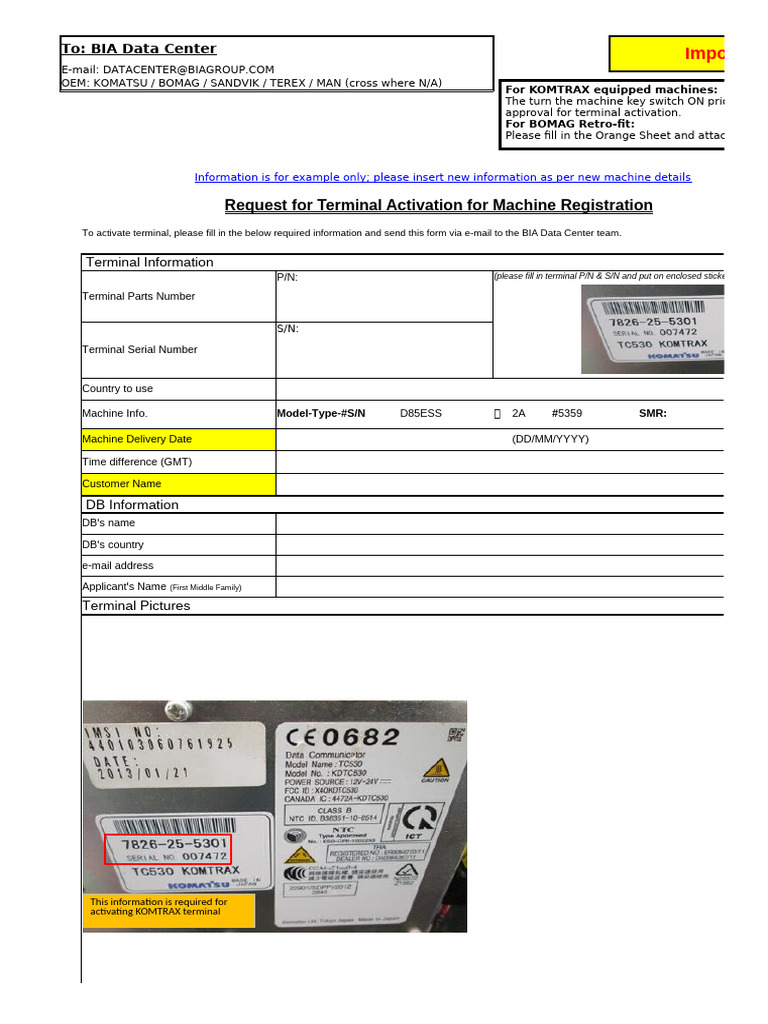 Activation Form for Telematics Terminal - Template | PDF