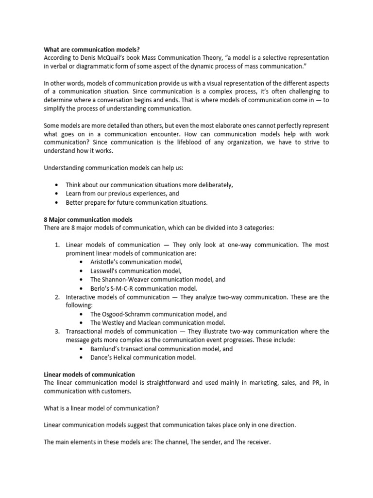 Understanding Communication Models | PDF | Communication | Cognition