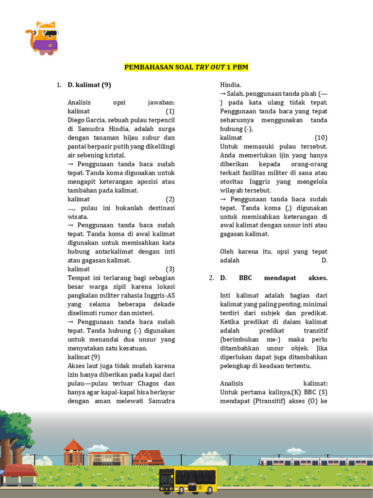 Pembahasan Paket Try Out 001 PBM (1) | PDF