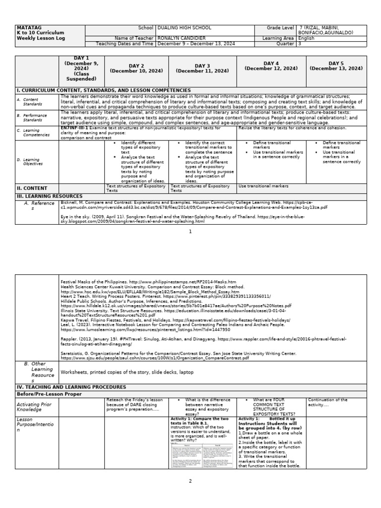 MATATAG-LP-Q3 Week 1 - 12.9-13 | PDF | Curriculum | Cognitive Science