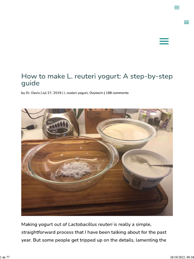 How to make L. reuteri yogurt_ A step-by-step guide - Dr | PDF