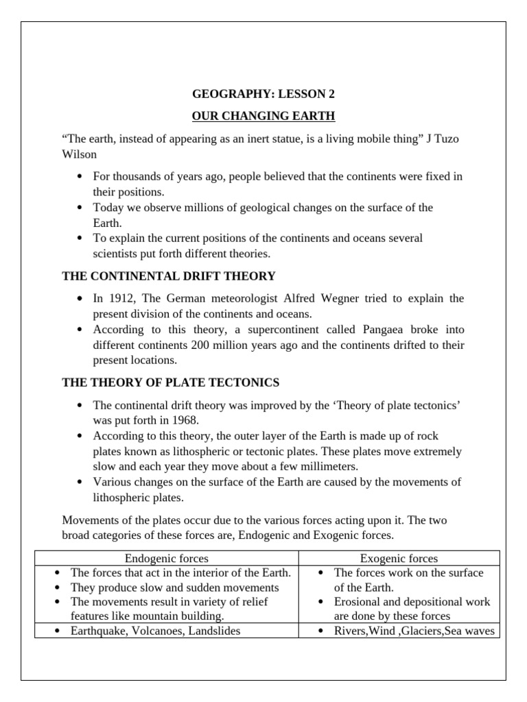 Earth's Geological Changes Explained | PDF | Volcano | Plate Tectonics