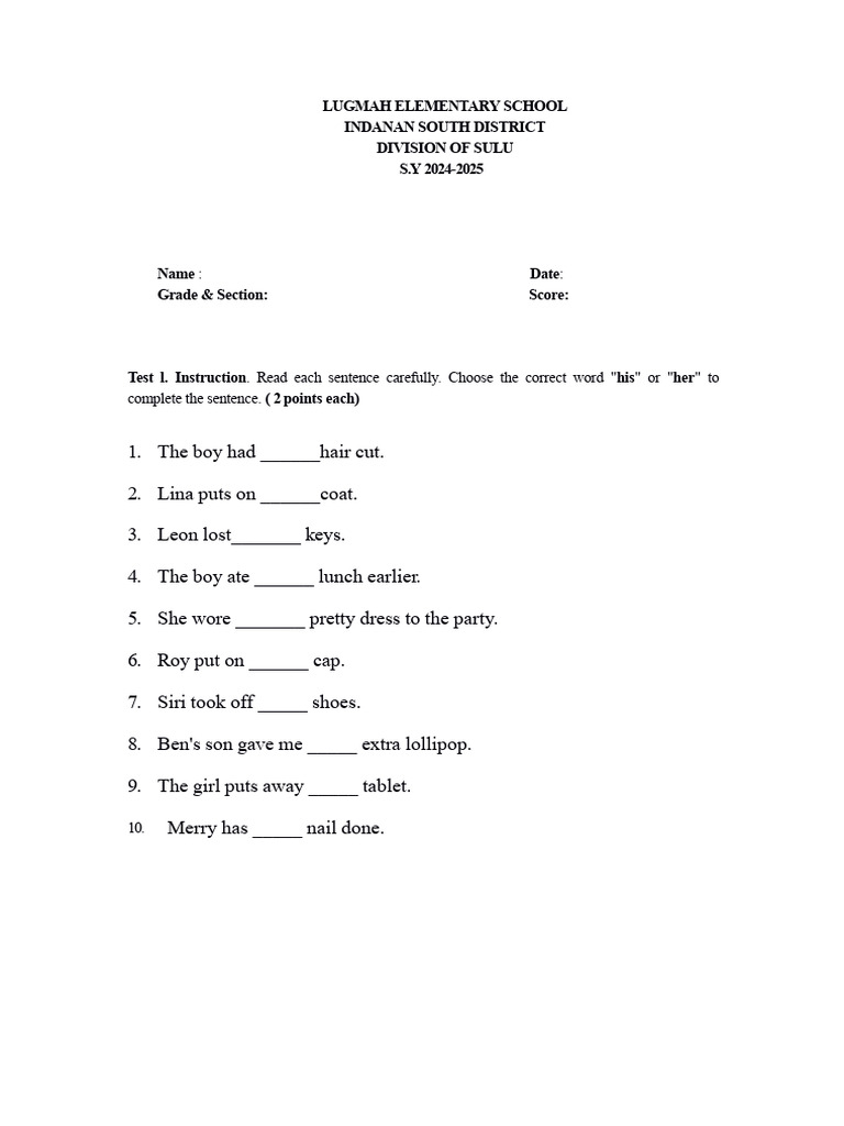 GRADE 2 3rd Grading Exam | PDF