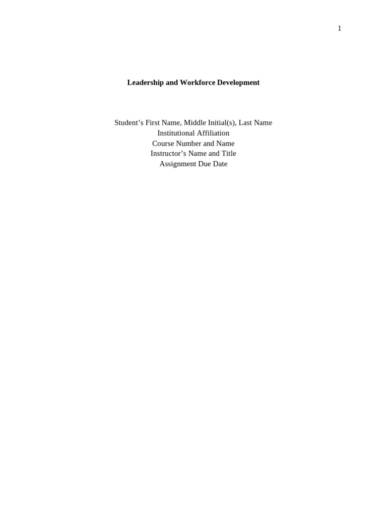 Leadership and Workforce Development | PDF | Leadership | Workforce ...