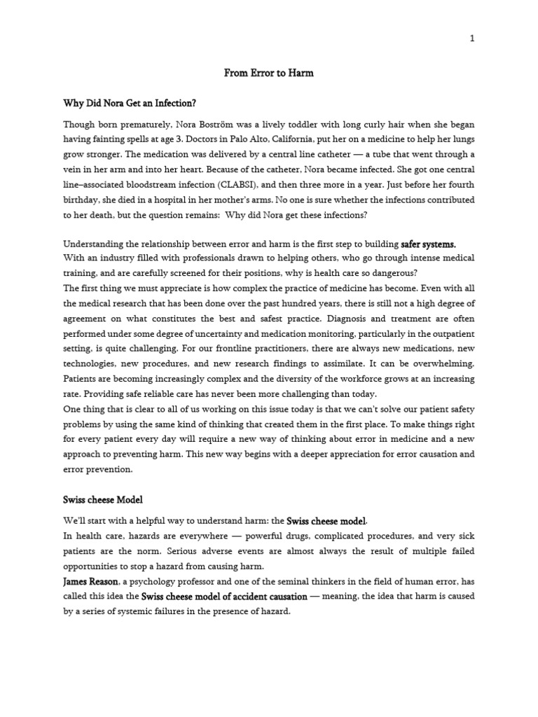 Handout - From Error To Harm | PDF | Error | Health Care