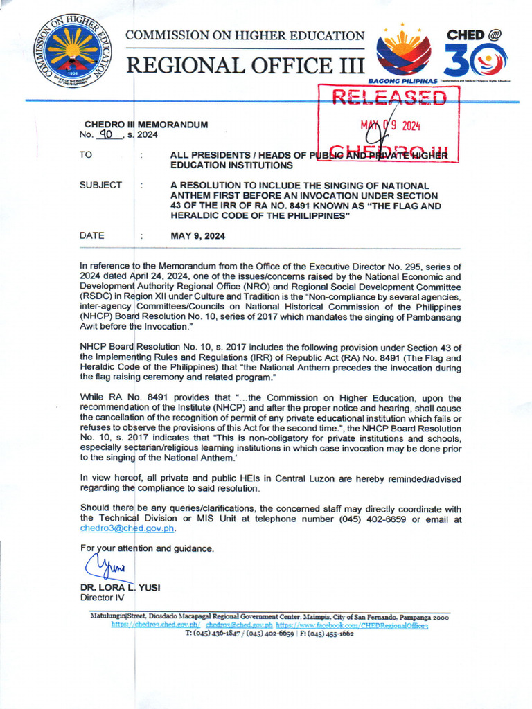 Chedro III Memorandum No. 090 Series of 2024 | PDF