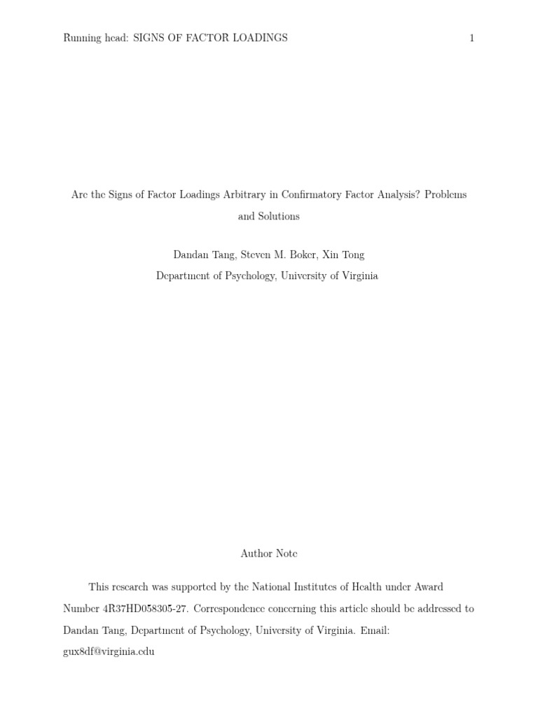 Are The Signs of Factor Loadings Arbitrary in Confirmatory Factor ...