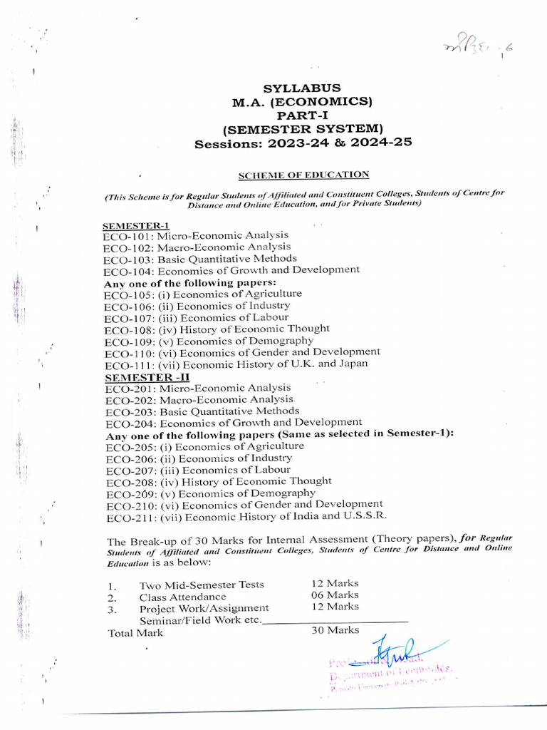 M.a (Economics) Part I Sem I & II for Regular College Students _ Distance & Online_Private | PDF