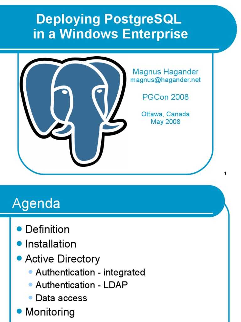 Deploying PostgreSQL in A Windows Enterprise | Download Free PDF | Active Directory | Authentication