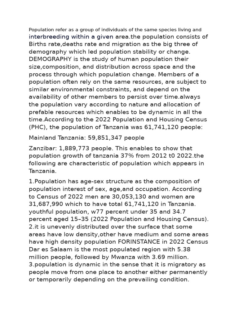 Pop | PDF | Tanzania | Population