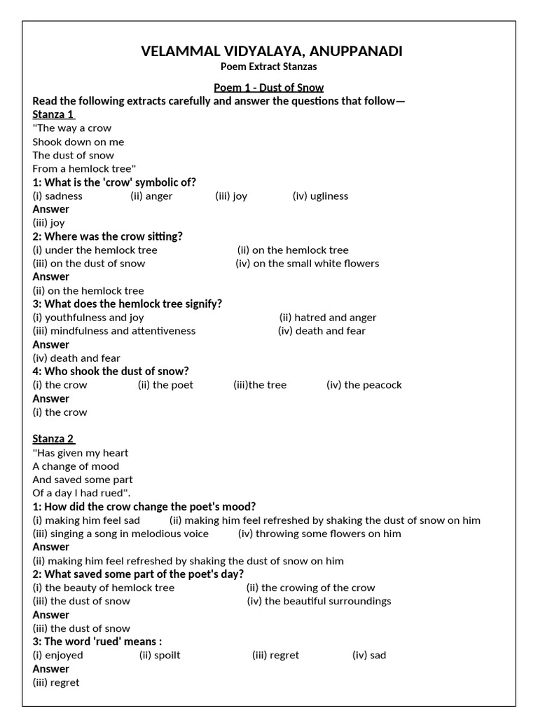 Class 10 Poem Extract | PDF | Poetry | Tiger