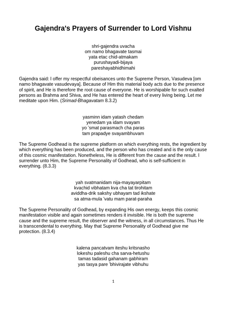 Gajendra Prayers | PDF