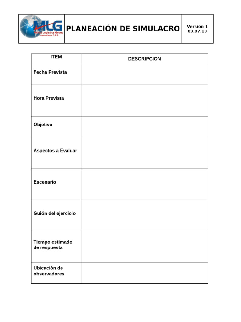 Planeación de Simulacros | PDF
