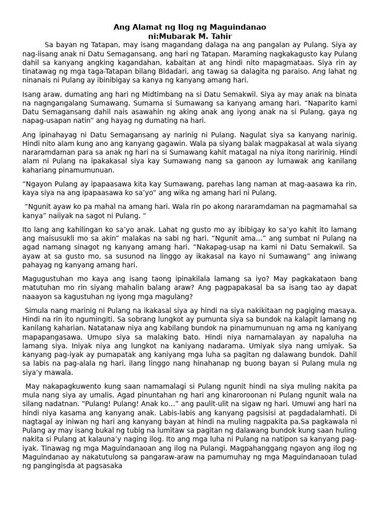Ang Alamat NG Ilog NG Maguindanao | PDF
