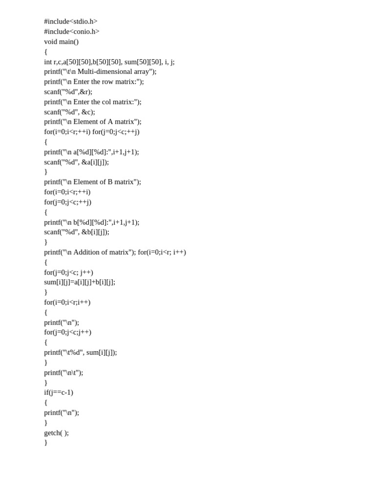 Multidimensional Array Program | PDF