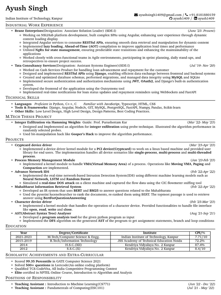 Ayush Resume Sde | PDF | Device Driver | Kernel (Operating System)