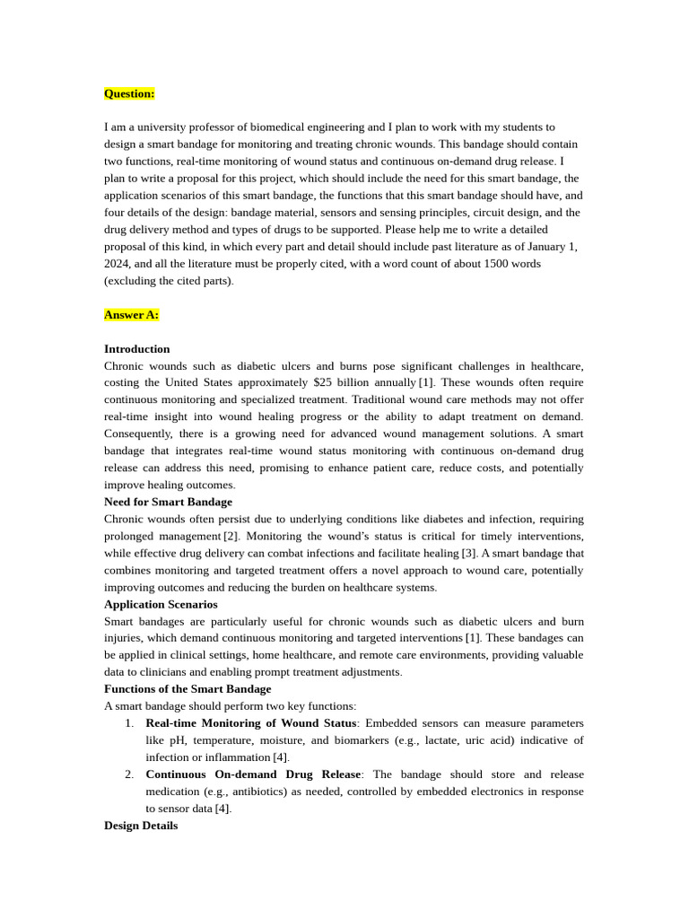 Smart Bandage for Chronic Wound Care | PDF | Wound | Chronic Condition