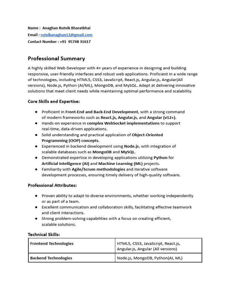 Rutvik Anaghan Full Stack | PDF | Angular Js | My Sql