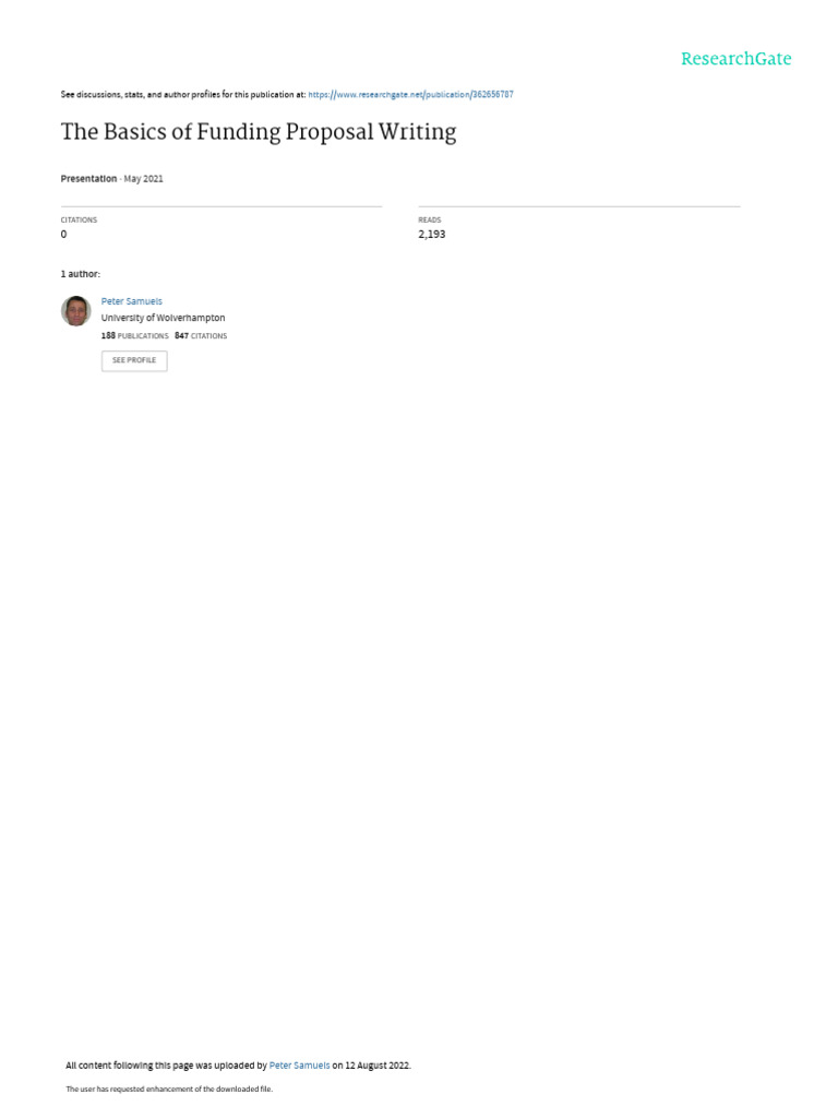 Funding Proposal Writing | PDF | Evaluation | Paragraph