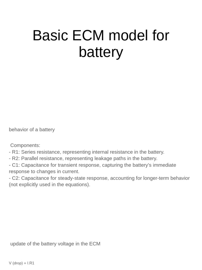 Basic ECM Model for Battery | PDF