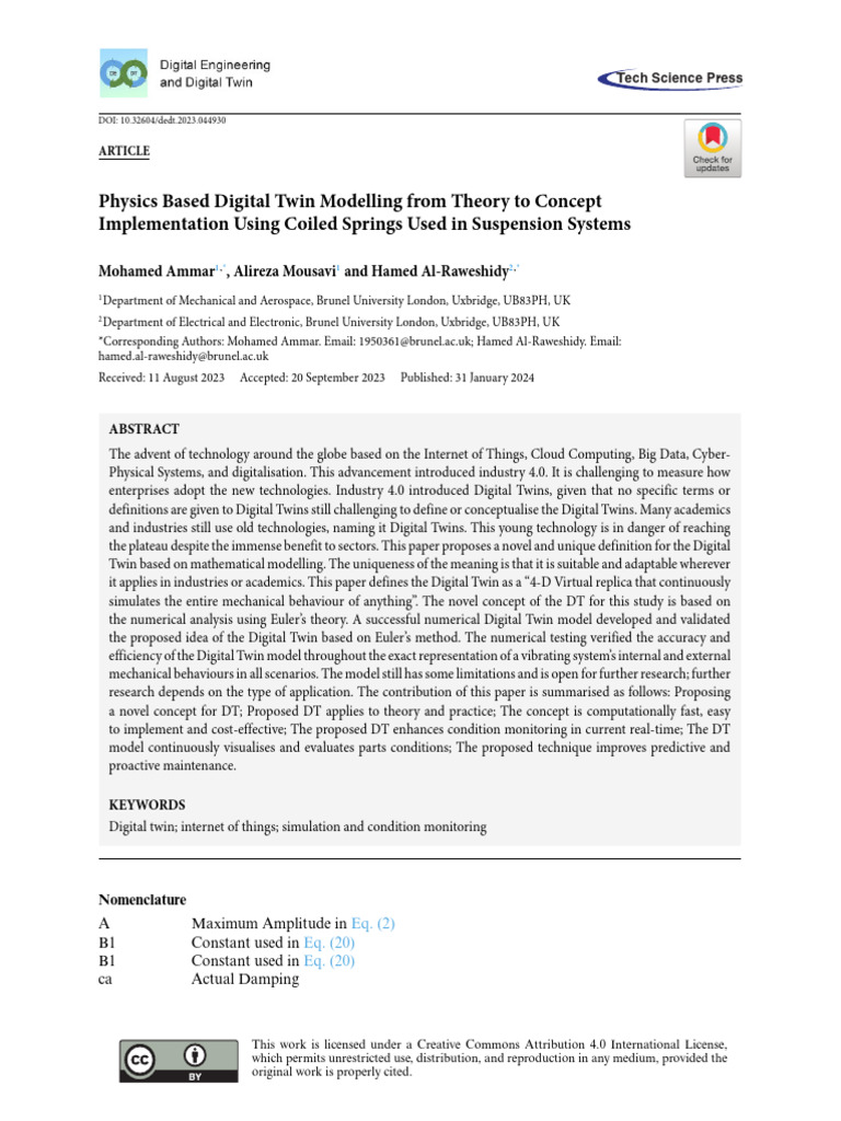 Physics Based Digital Twin Modelling From Theory To Concept ...