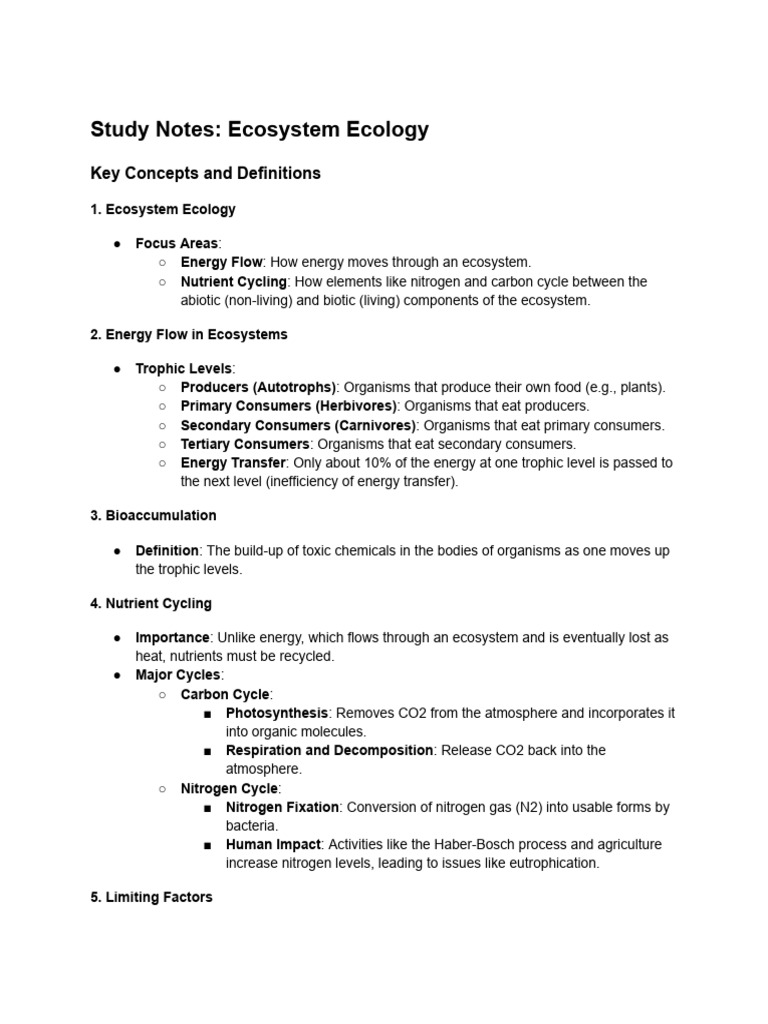 Ecosystem Ecology Study Guide | PDF | Ecosystem | Food Web
