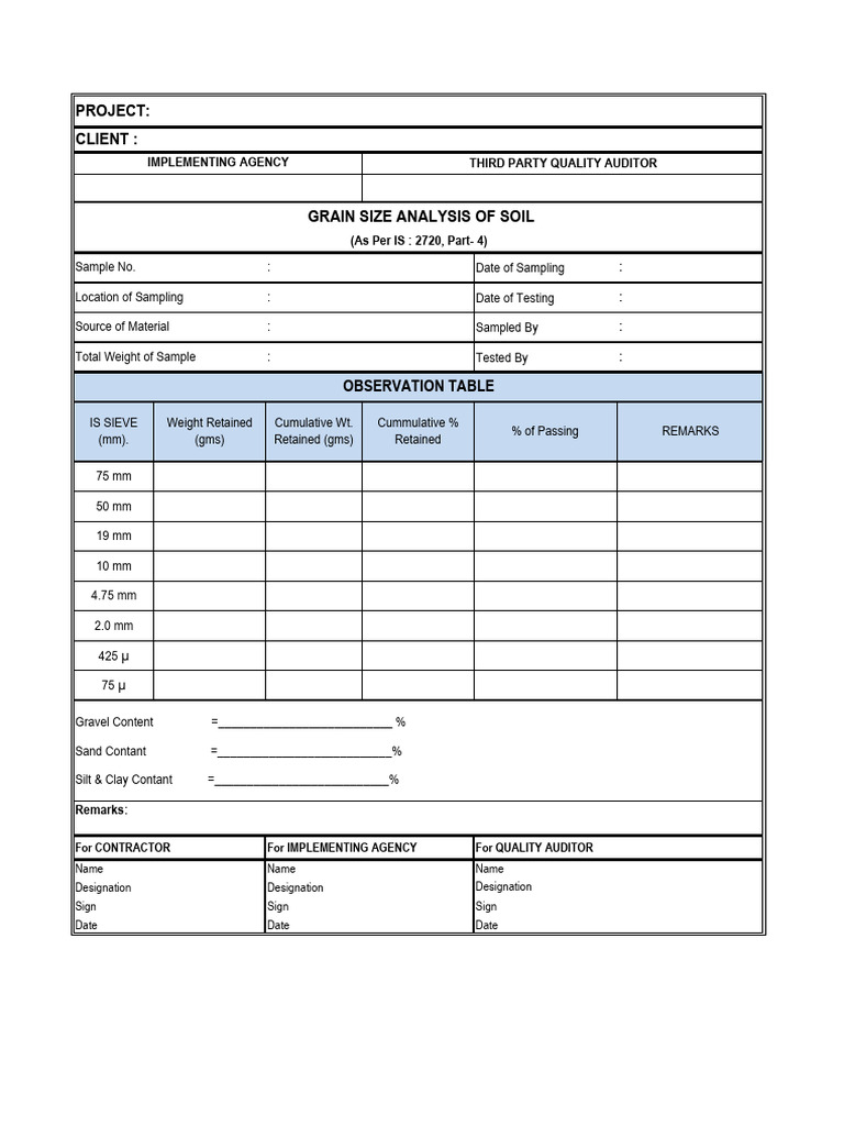 Grain Size Analysis Report Template | PDF
