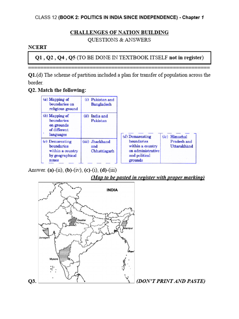 Challenges of Nation Building in India | PDF | Partition Of India ...