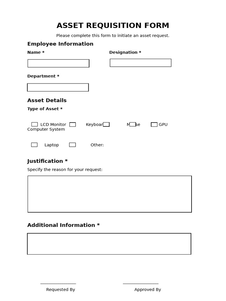 Asset Requisition Form Template | PDF