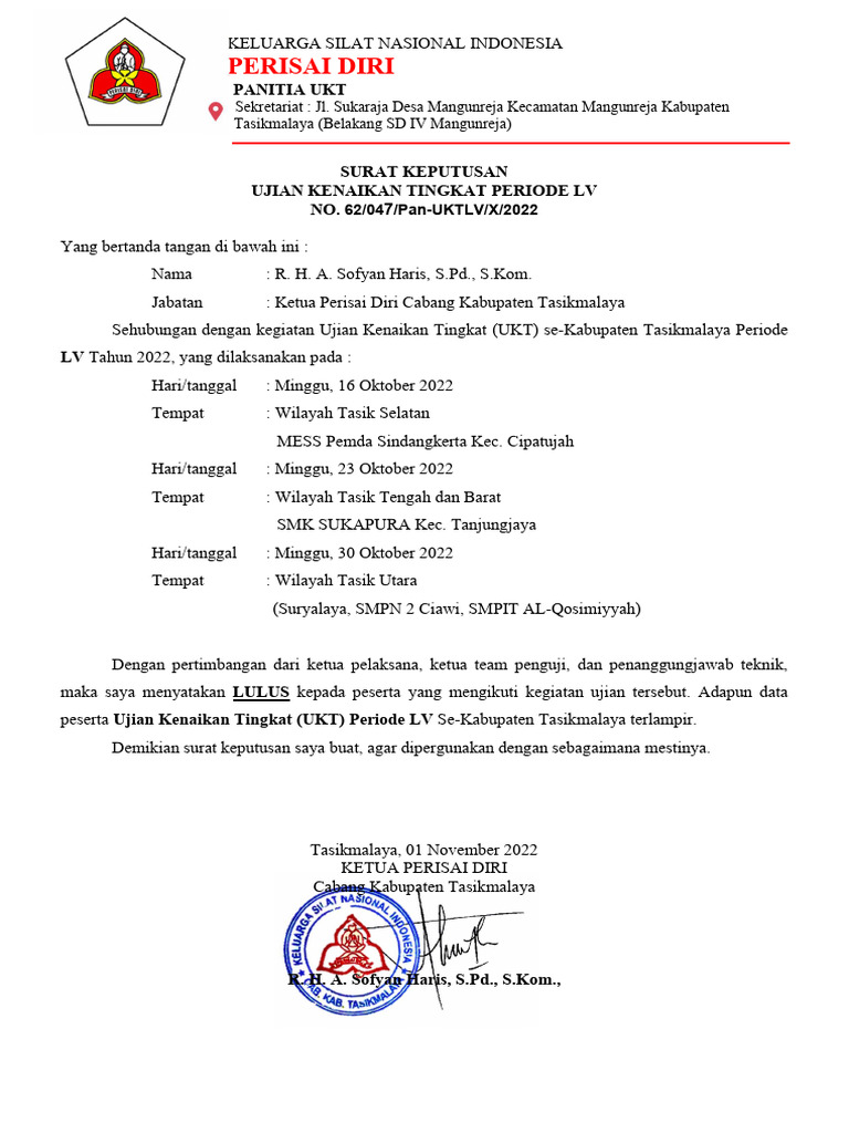 Surat Keputusan UKT Periode 55 | PDF