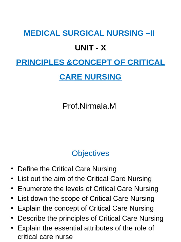 Principles and Concepts of Critical Care Nursing | PDF | Intensive Care ...