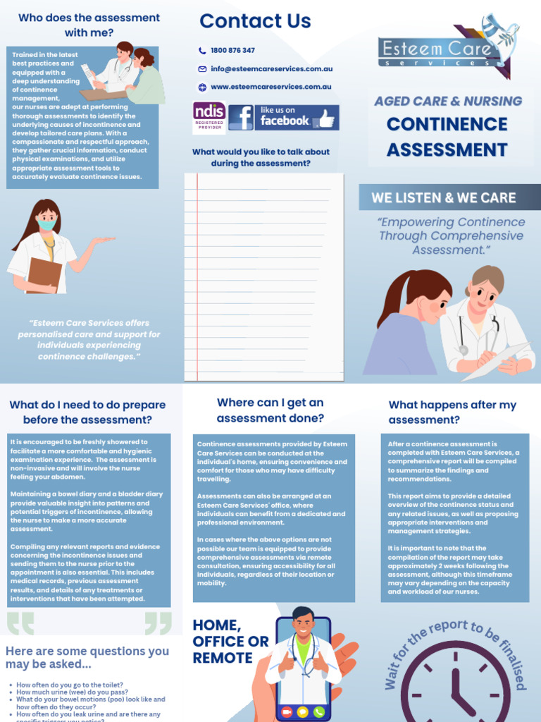 Continence Assessment - Brochure | PDF | Urinary Incontinence | Medicine