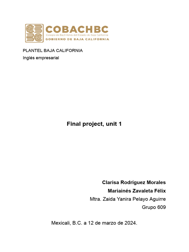 Final Project Unit 1 | PDF
