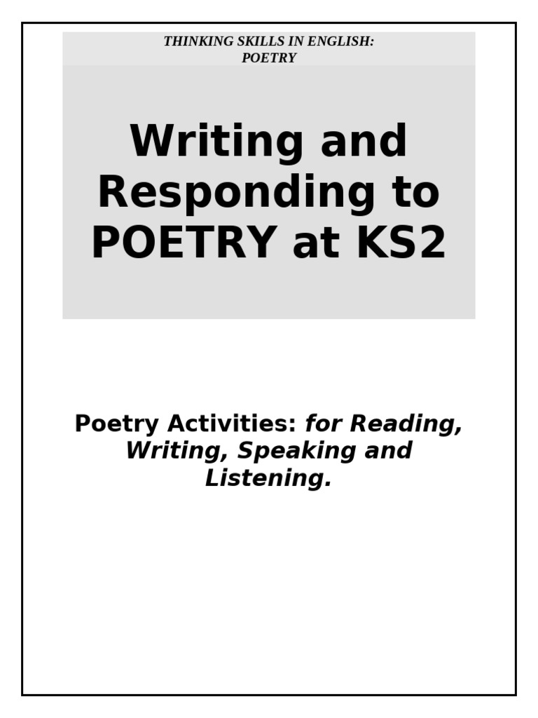 POETRY Activities For KS2 HADA 3 | PDF | Poetry | Rhyme