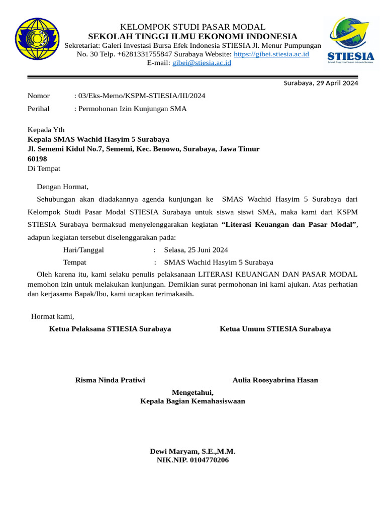 Proposal kunjungan SMAS_Ninda_eks-1 | PDF