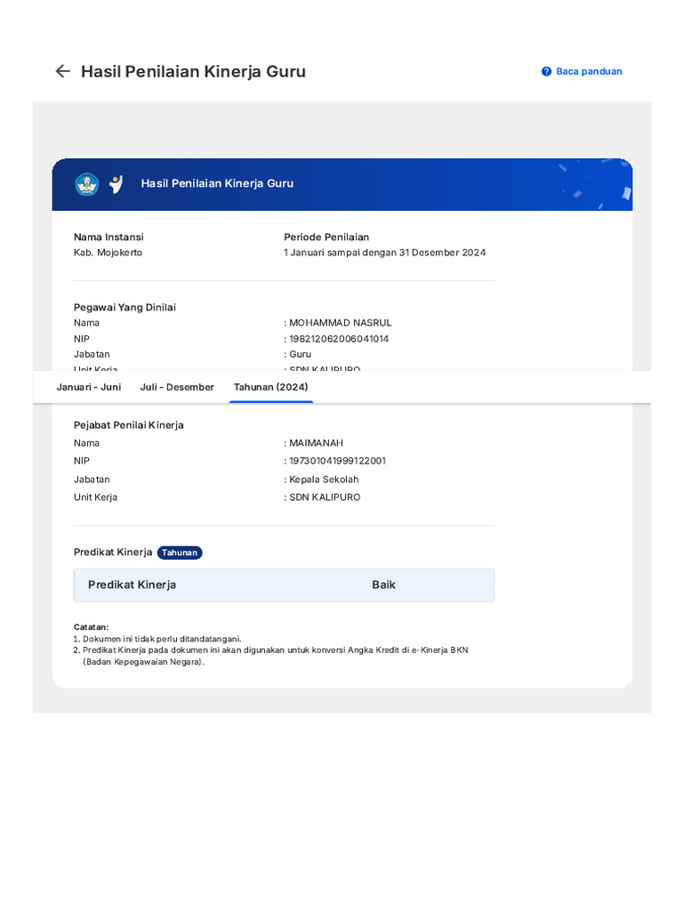 Pengelolaan Kinerja PMM 1 Januari S.D. 31 Desember 2024 MOHAMMAN NASRUL | PDF