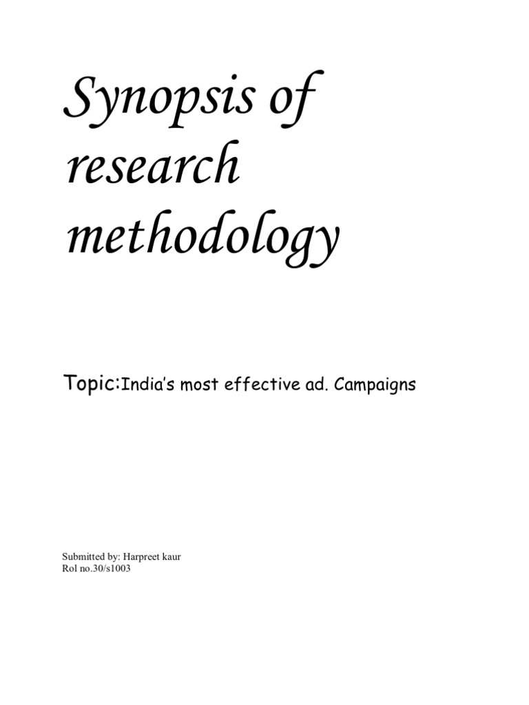 Synopsis of Research Methodology | PDF | Advertising | Brand