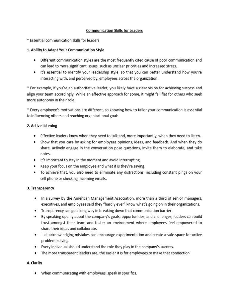 Essential Communication Skills for Leaders | PDF | Leadership | Empathy