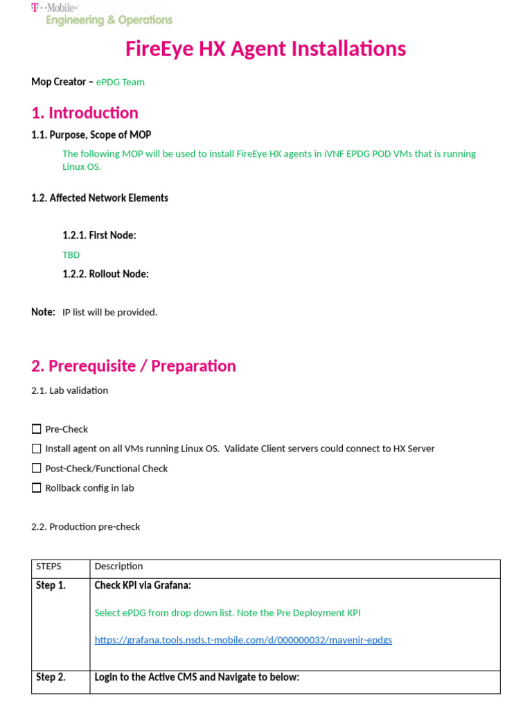 FireEyeHX Agent Installation MOP v3.6 | PDF | Transmission Control Protocol | Domain Name System
