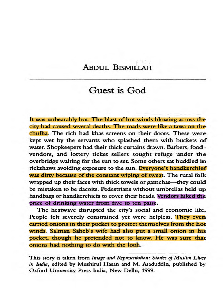 Guest Is God (Abdul Bismillah) | PDF