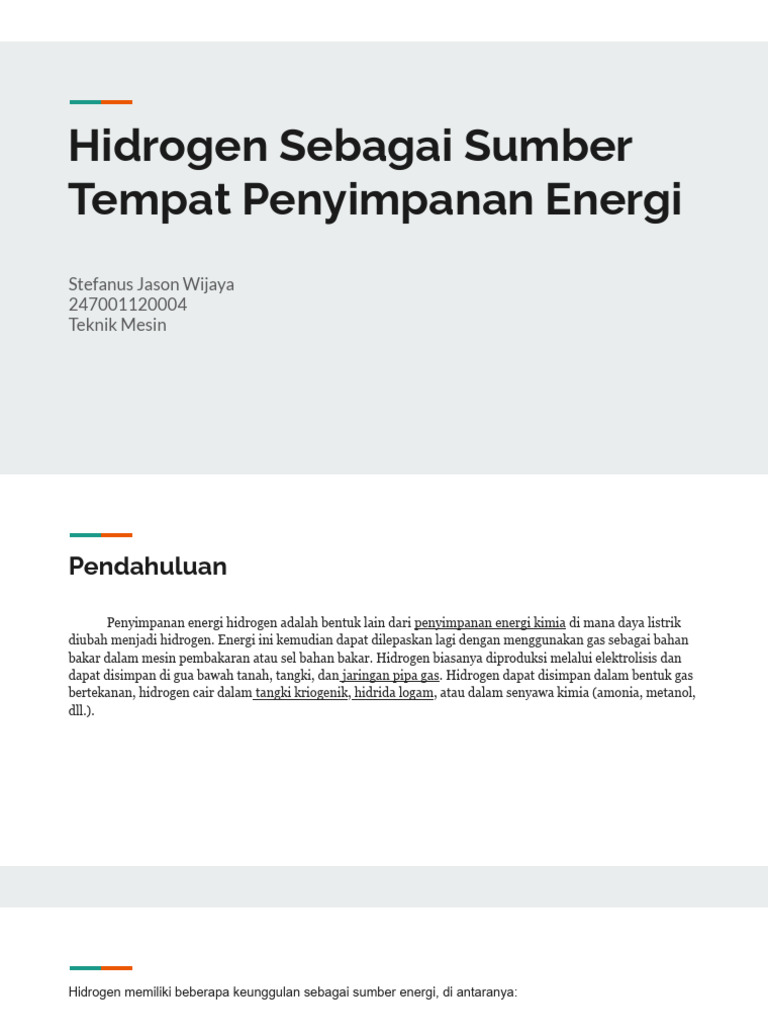 Penyimpanan Energi Hidrogen Terintegrasi | PDF