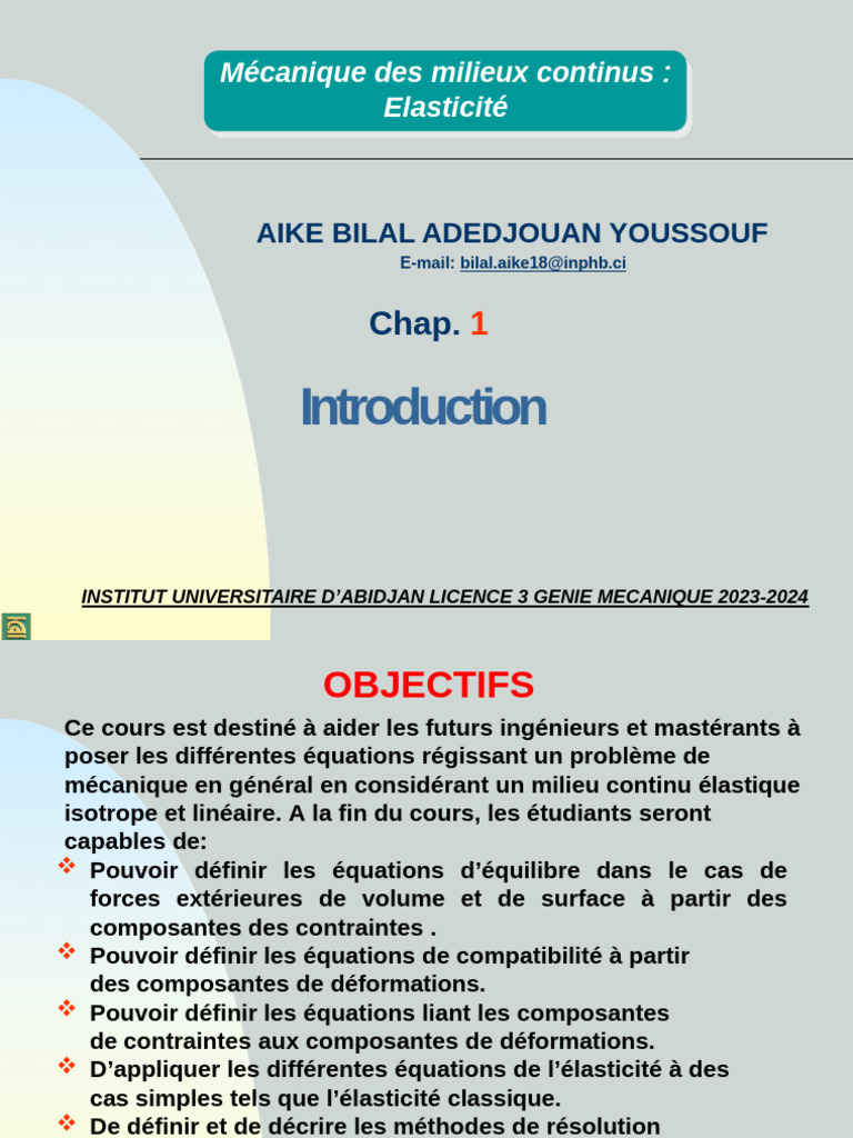 ElasticitÃ©️_Chap1_2024_2025 | PDF | Résistance des matériaux | Élasticité (Physique)