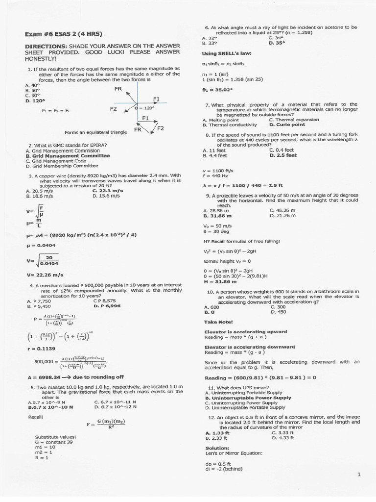 Exam #6_esas 1_solutions PDF | PDF