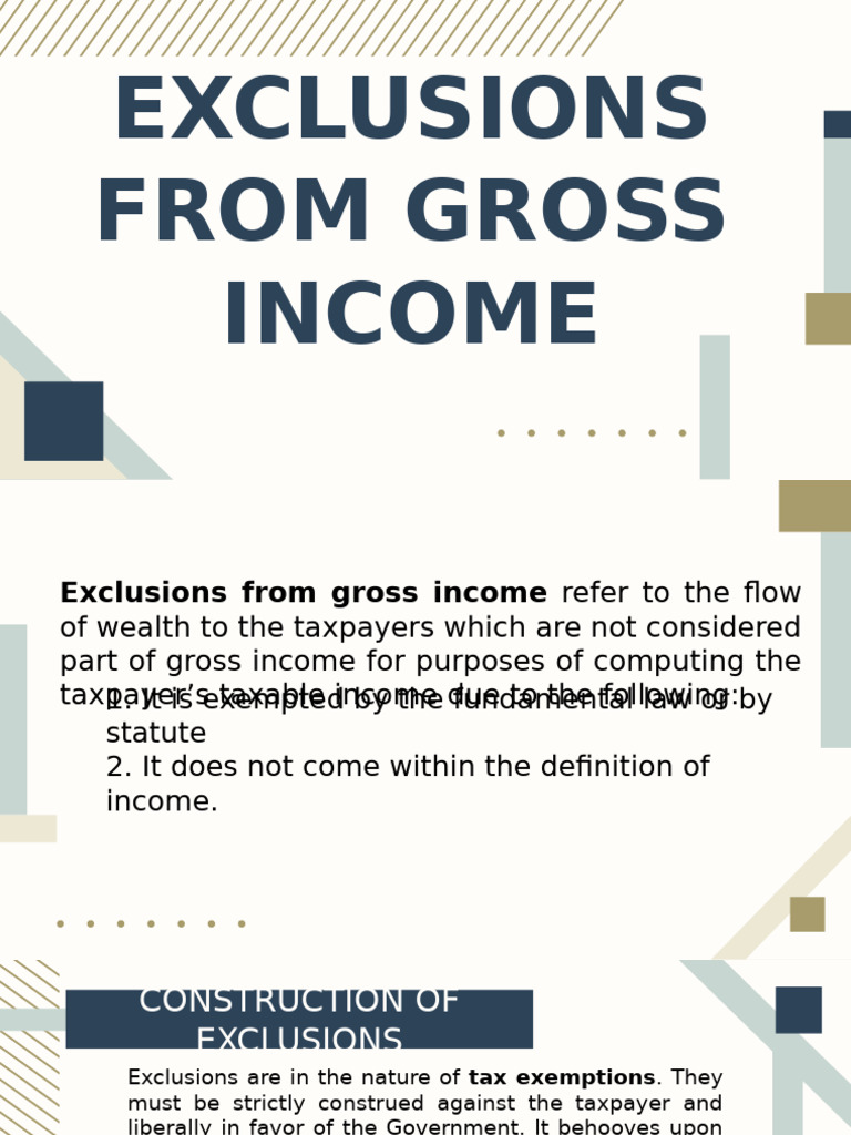 Exclusions From Gross Income | PDF | Gross Income | Life Insurance