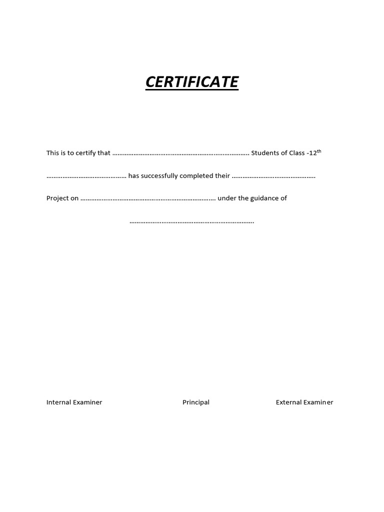 Class 12 Project Completion Certificate | PDF