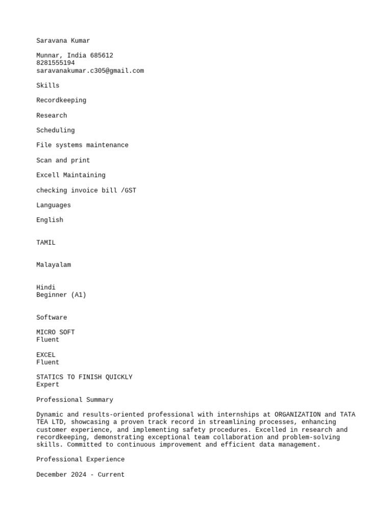 Saravana_Kumar_Resume | PDF | Leadership | Business