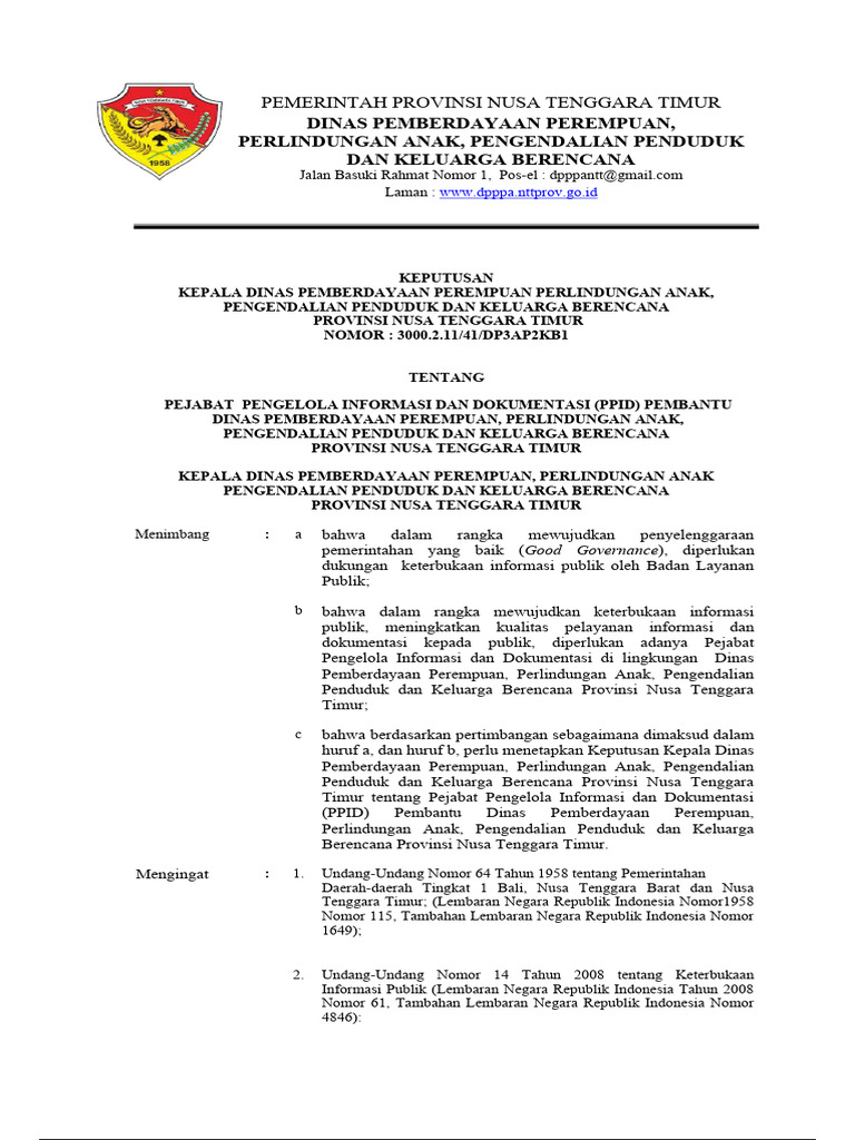 SK Penetapan Ppid 2024 | PDF