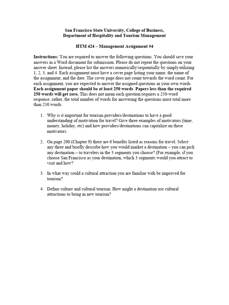 HTM 424 Assignment #4 | PDF