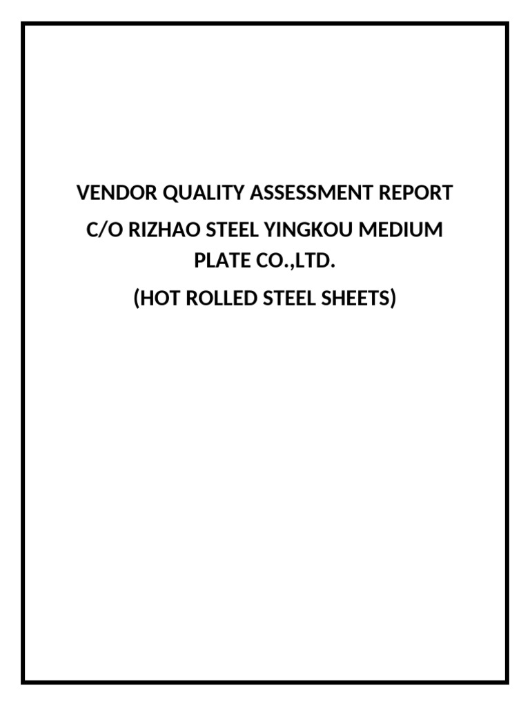 Vendor Quality Assessment Report - Copy | PDF