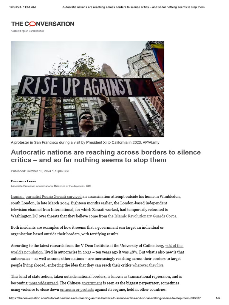 Autocratic Nations Are Reaching Across Borders To Silence Critics - and ...